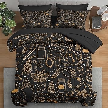 Amazon.com: Pamnest Comforter Set Queen Size, Vintage Witch Dream 7 Pcs ...