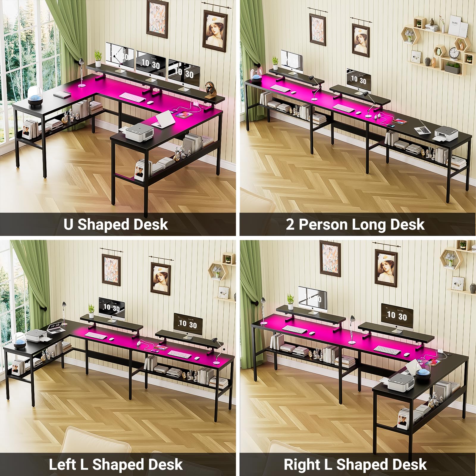 Snapklik.com : iSunirm U Shaped Computer Desk, Customizable L Shaped ...