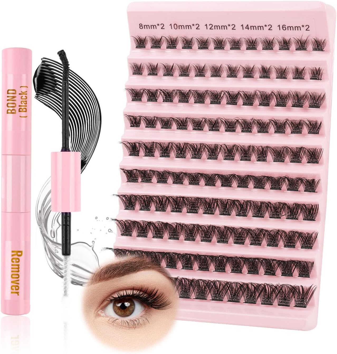 Glowing Win Cluster Lashes Kit - Eyelashes Extension Set with Lash Bond ...