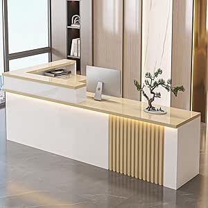 Amazon.com: Office Reception Desk with Counter - Sturdy Front Desk ...