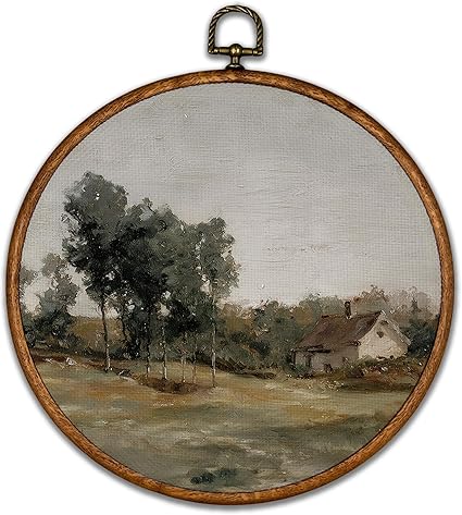 Amazon.com: BCUANGD Vintage Landspace Round Wall Art Decor - Retro ...