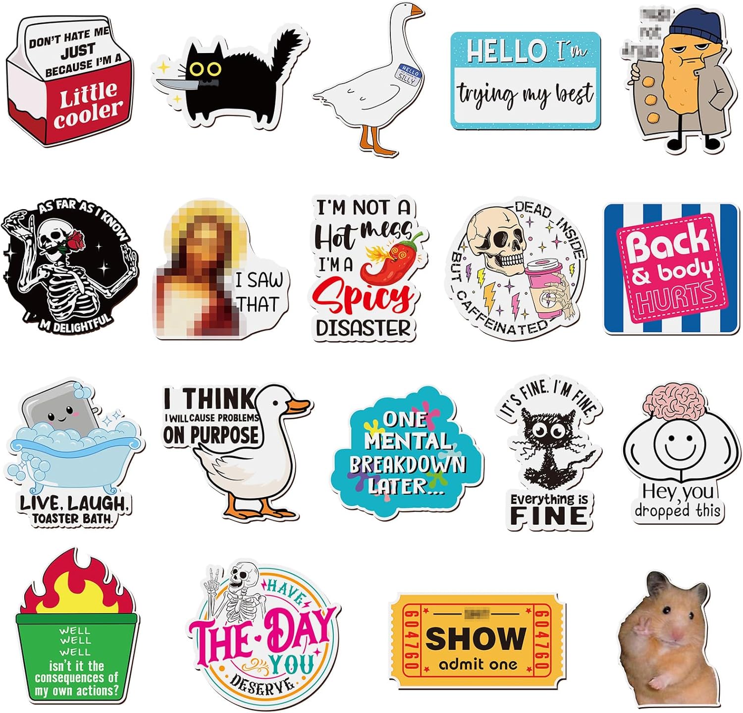 Ceenna 20 Pcs Funny Fridge Magnets Reusable Cute Animals and Words Fun ...