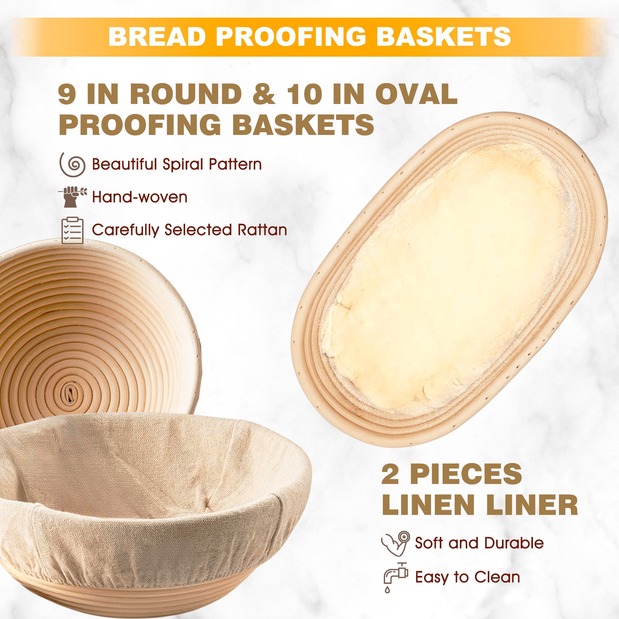 Snapklik.com : Banneton Proofing Basket Set - Sourdough Baking Supplies ...