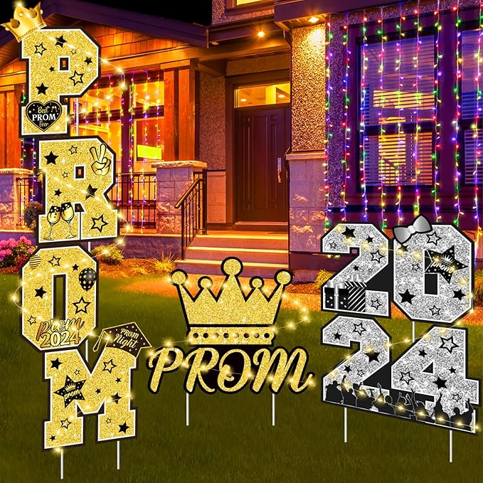 Amazon.com : 7pcs Prom Decorations 2024 Yard Signs with Stakes and LED ...