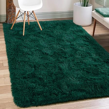 Amazon.com: Zedrew Deep-Green Area Rugs Fluffy Carpets, 6x9 Feet Extra ...