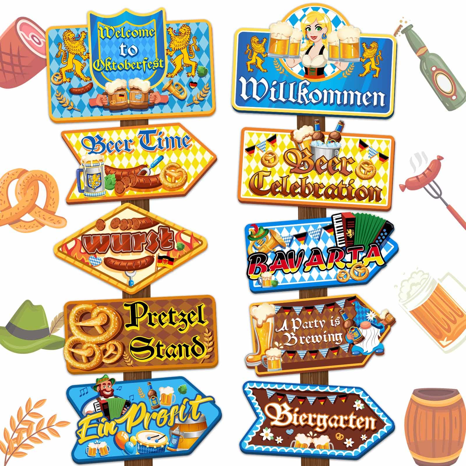 Amazon.com: HOWAF 20pcs Oktoberfest Sign,Welcome to German Beer ...