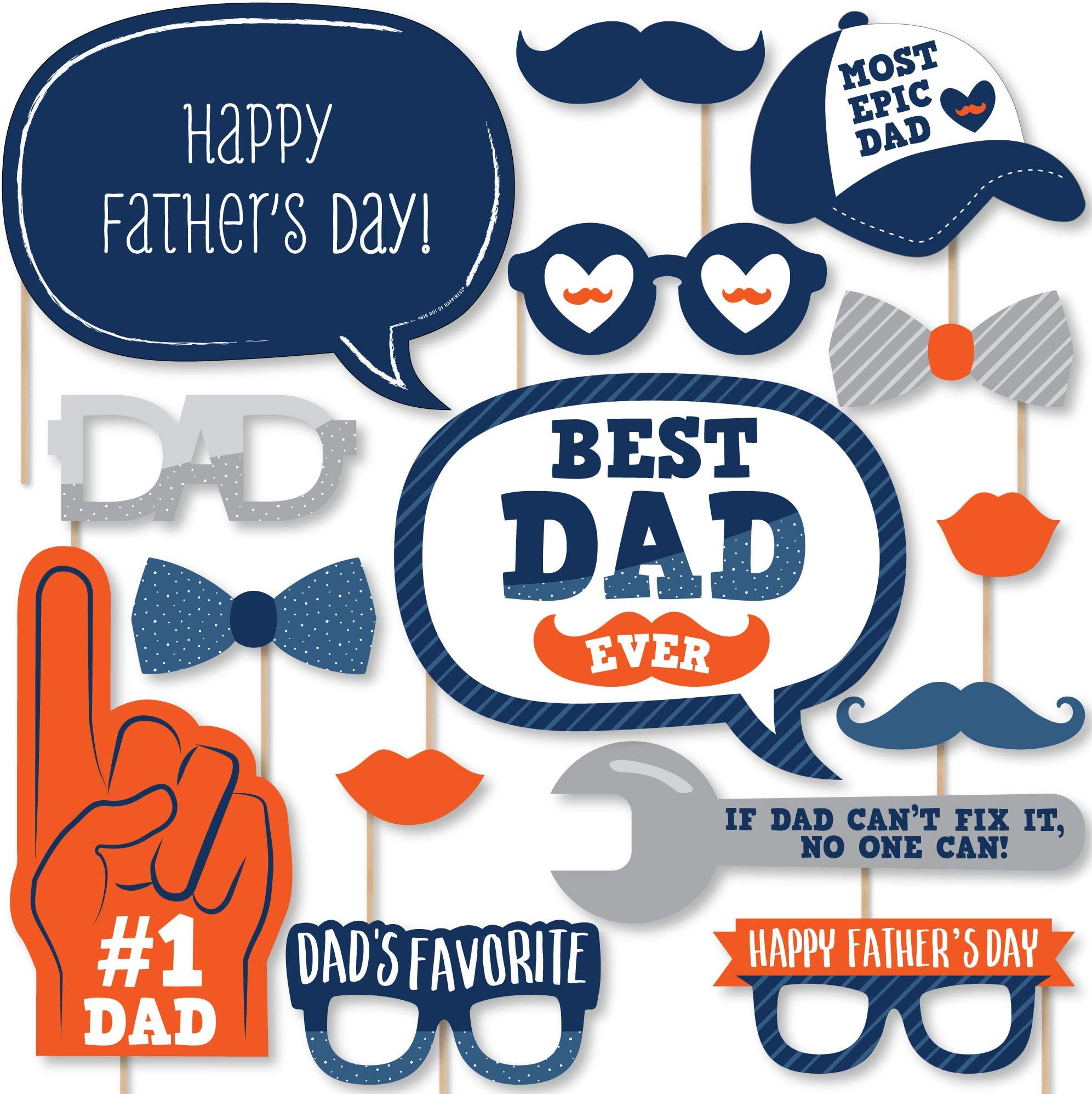Amazon.com: Anor Wishlife Father's Day Photo Booth Props,Father's Day ...