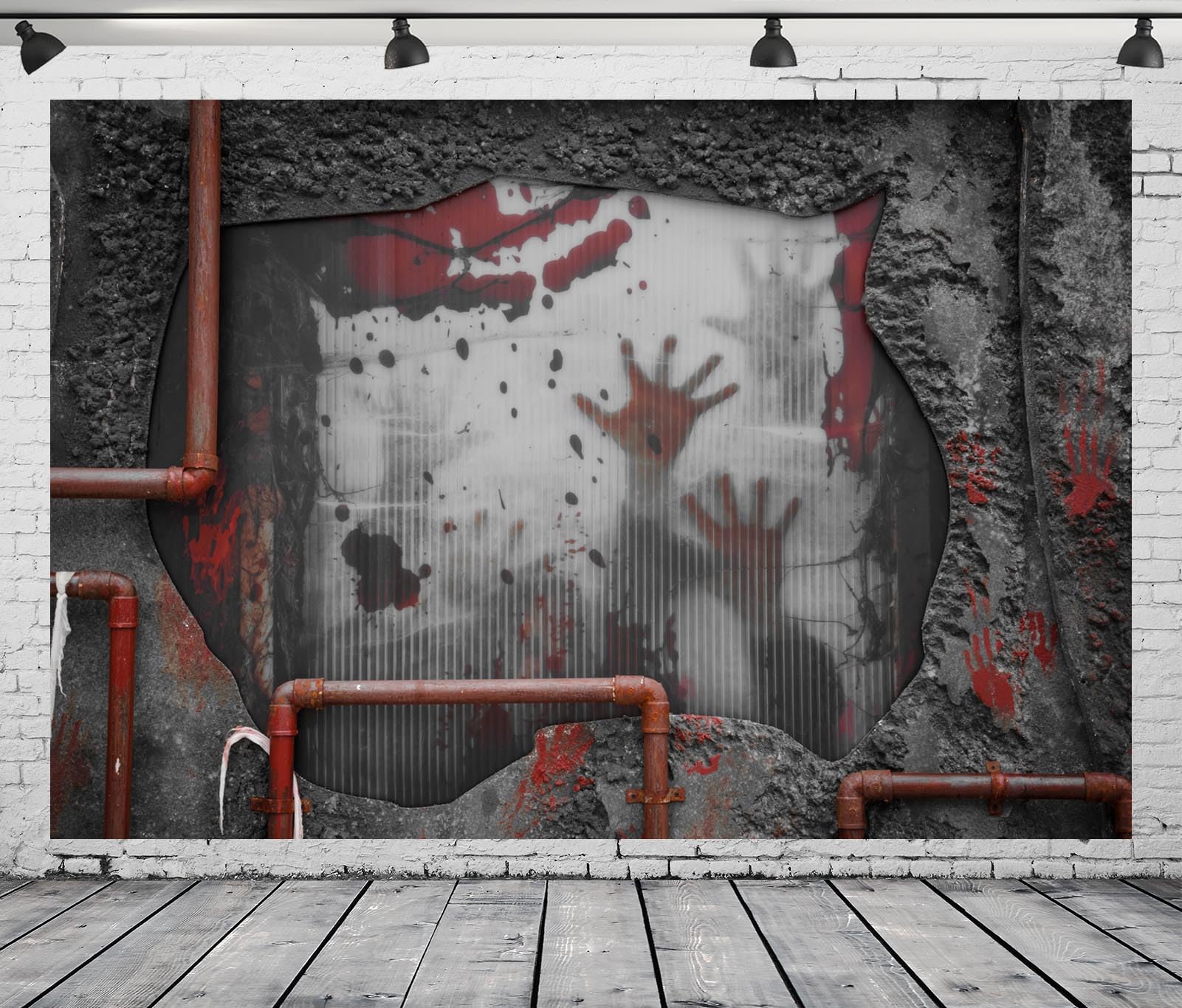 Bloody Brick Wall Photo Background Props CORFOTO Halloween Bloody Brick ...
