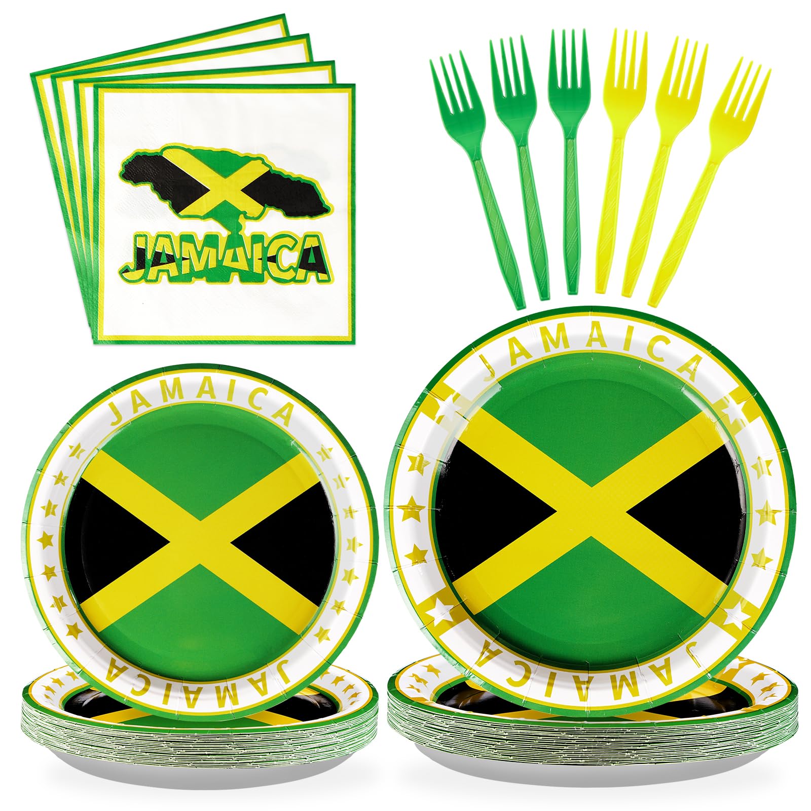 Amazon.com: 96Pcs Jamaica Party Supplies 350 GSM Jamaica Flag Party ...