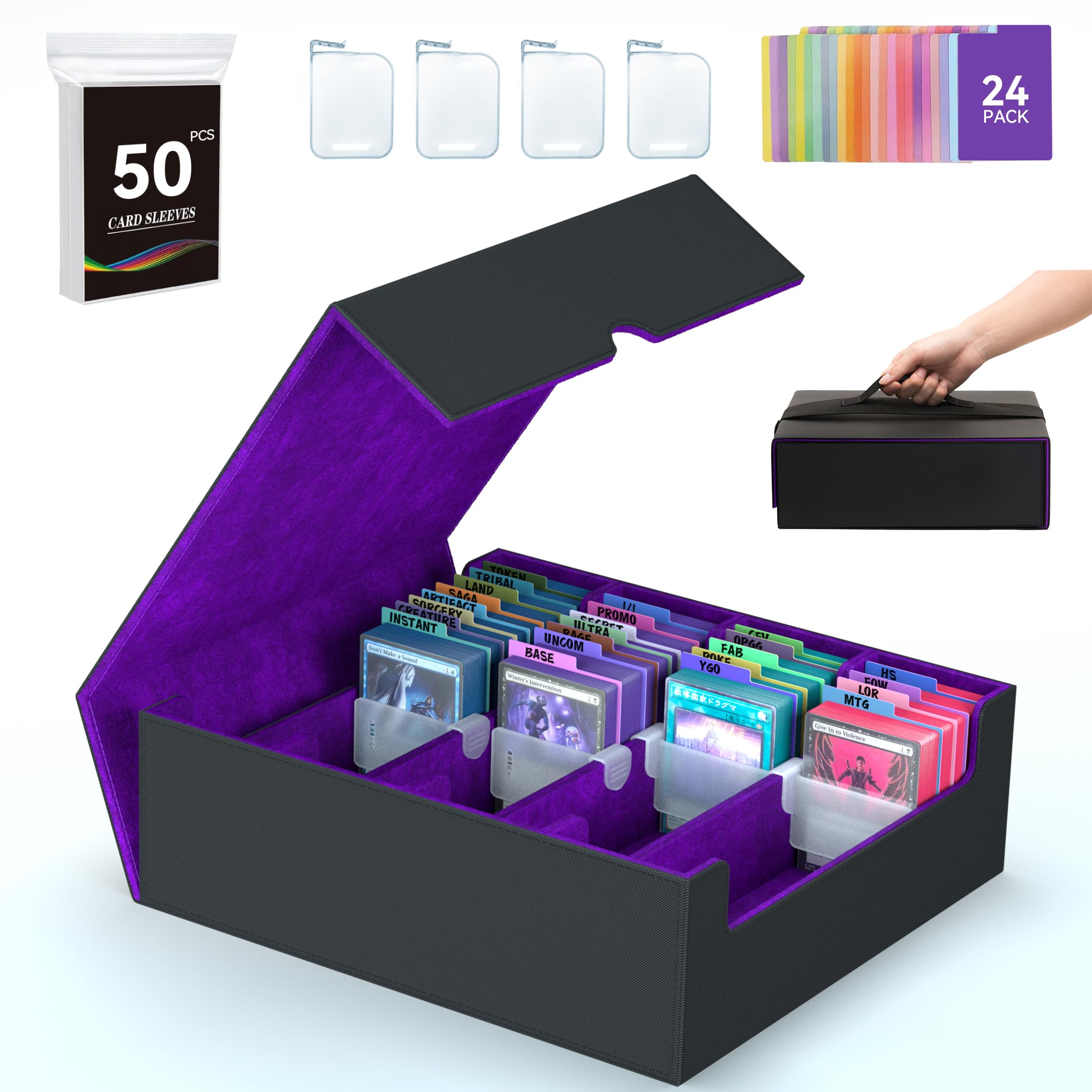 Amazon.com: ENTUMO 4-Row【3200+】 Trading Card Storage Box, Card ...