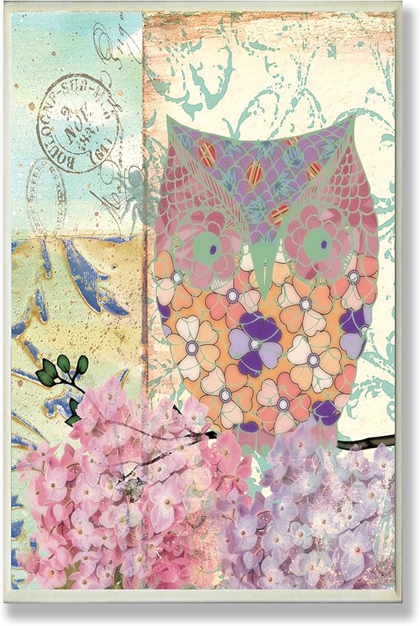 Amazon.com: The Stupell Home Decor Collection Multi Color Owl with Pink ...