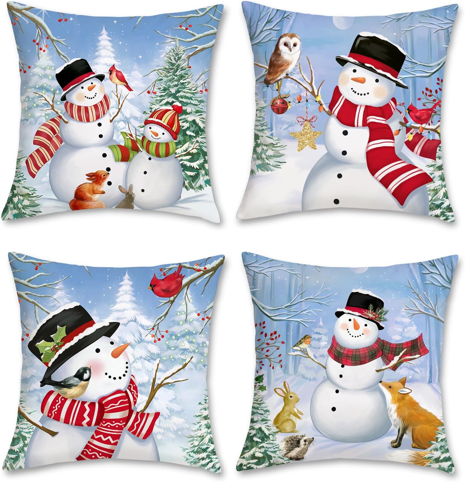 Amazon.com: Geqtt Christmas Snowman Pillow Covers 18x18 - Snowman ...