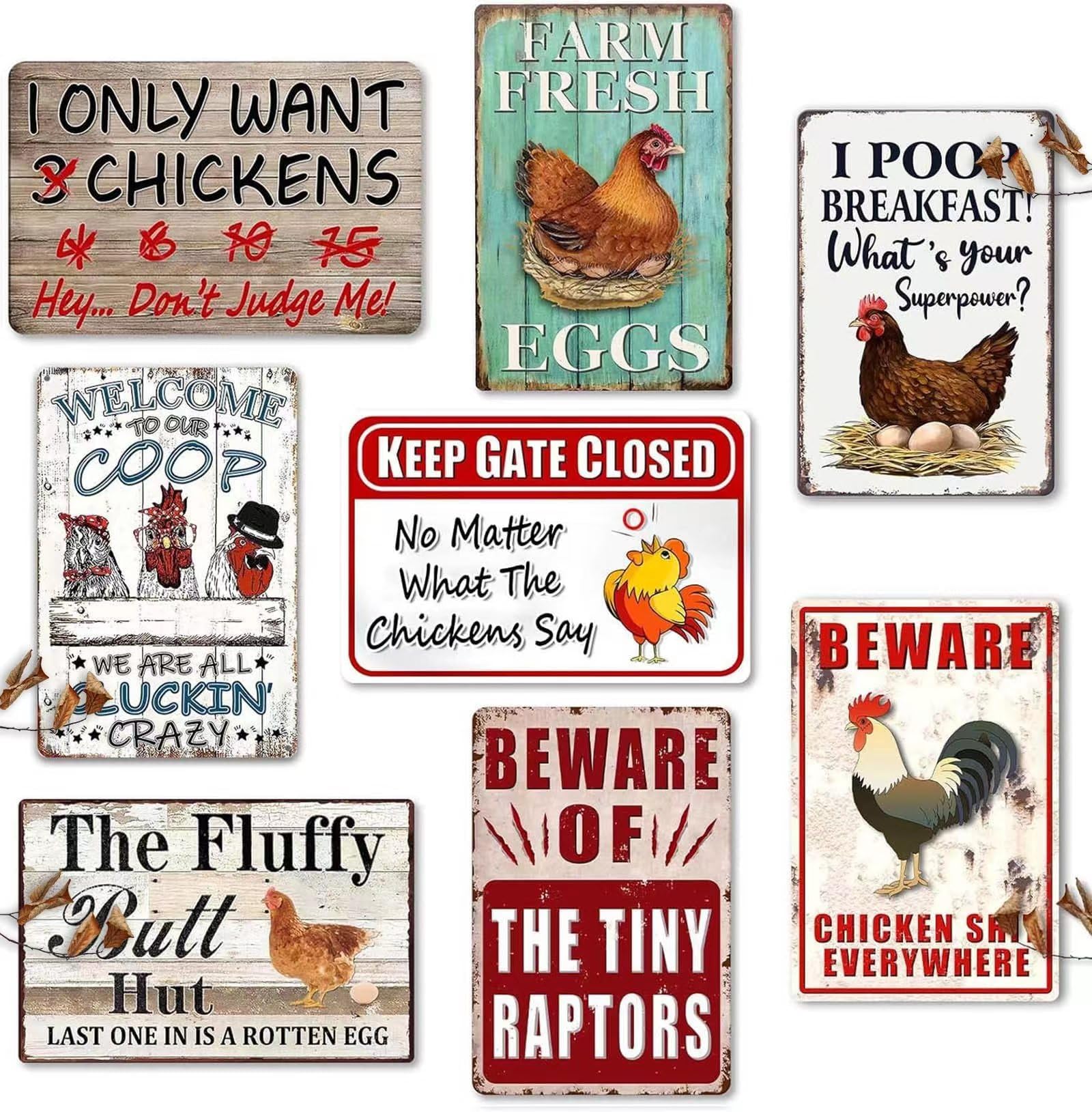 Amazon.com : Vintage Metal Signs Chicken Coop Signs for Farm Yard Decor ...