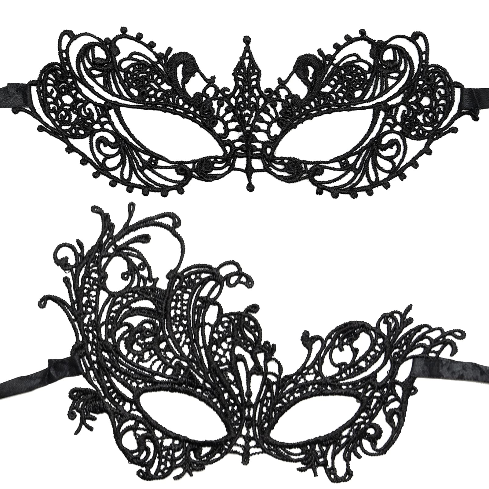2pcs Sexy Masquerade Masks, Lady Girl Lace Eye Mask Mascarade Ball ...
