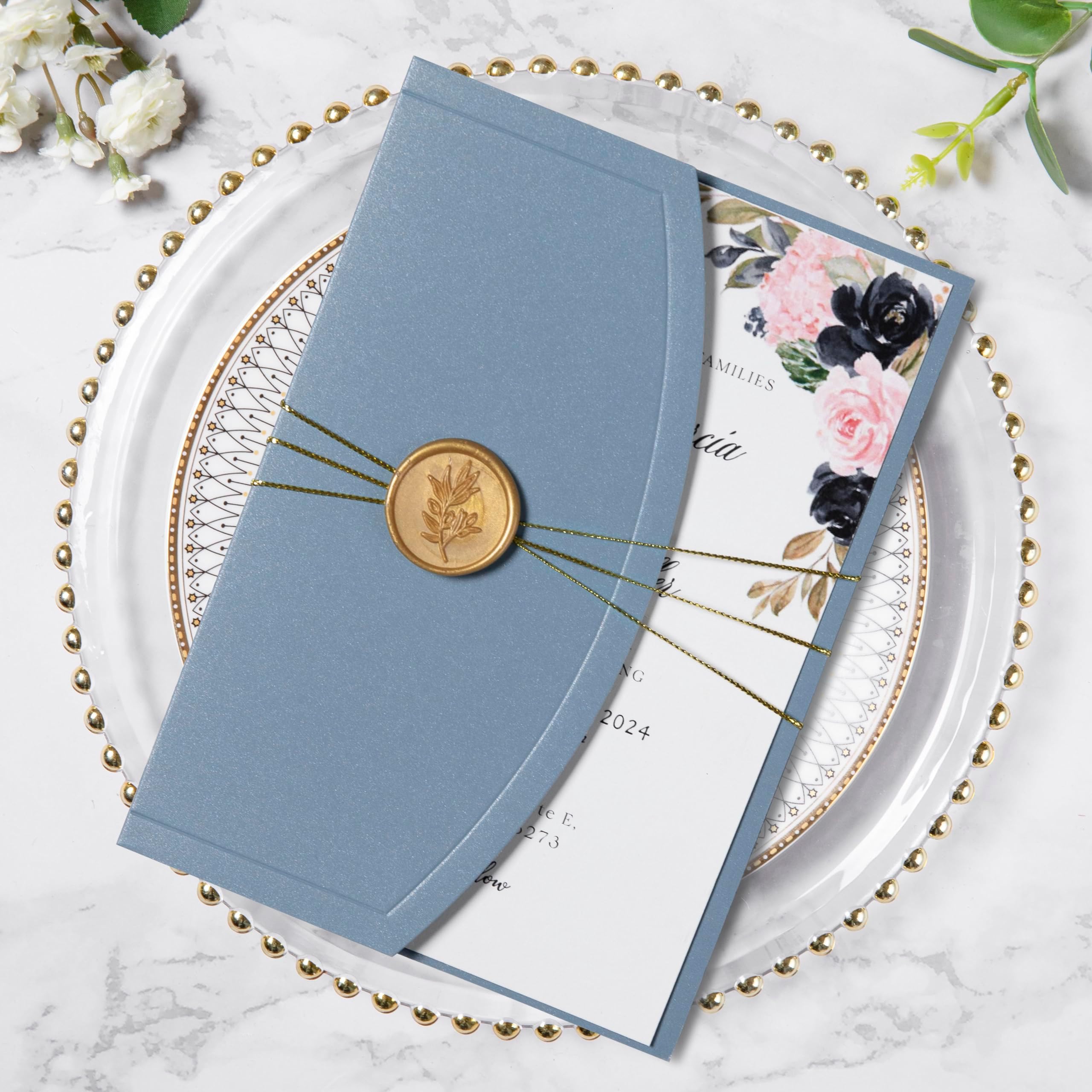 Amazon.com : ponatia 20PCS Wedding Invitation Cards Kits - 5x7 Dusty ...