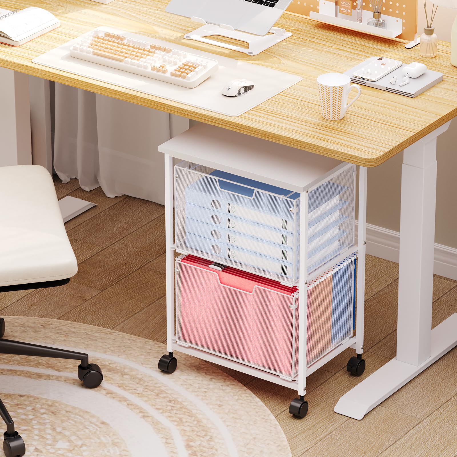 Snapklik.com : Letter/Legal Rolling File Cabinet Cart,White 2 Drawers ...