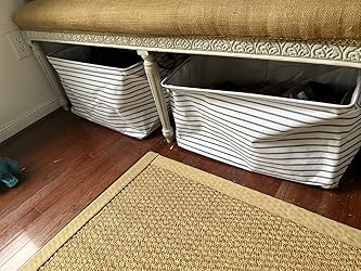 Amazon.com - Hinwo 2-Pack Extra Large Canvas Fabric Storage Baskets ...