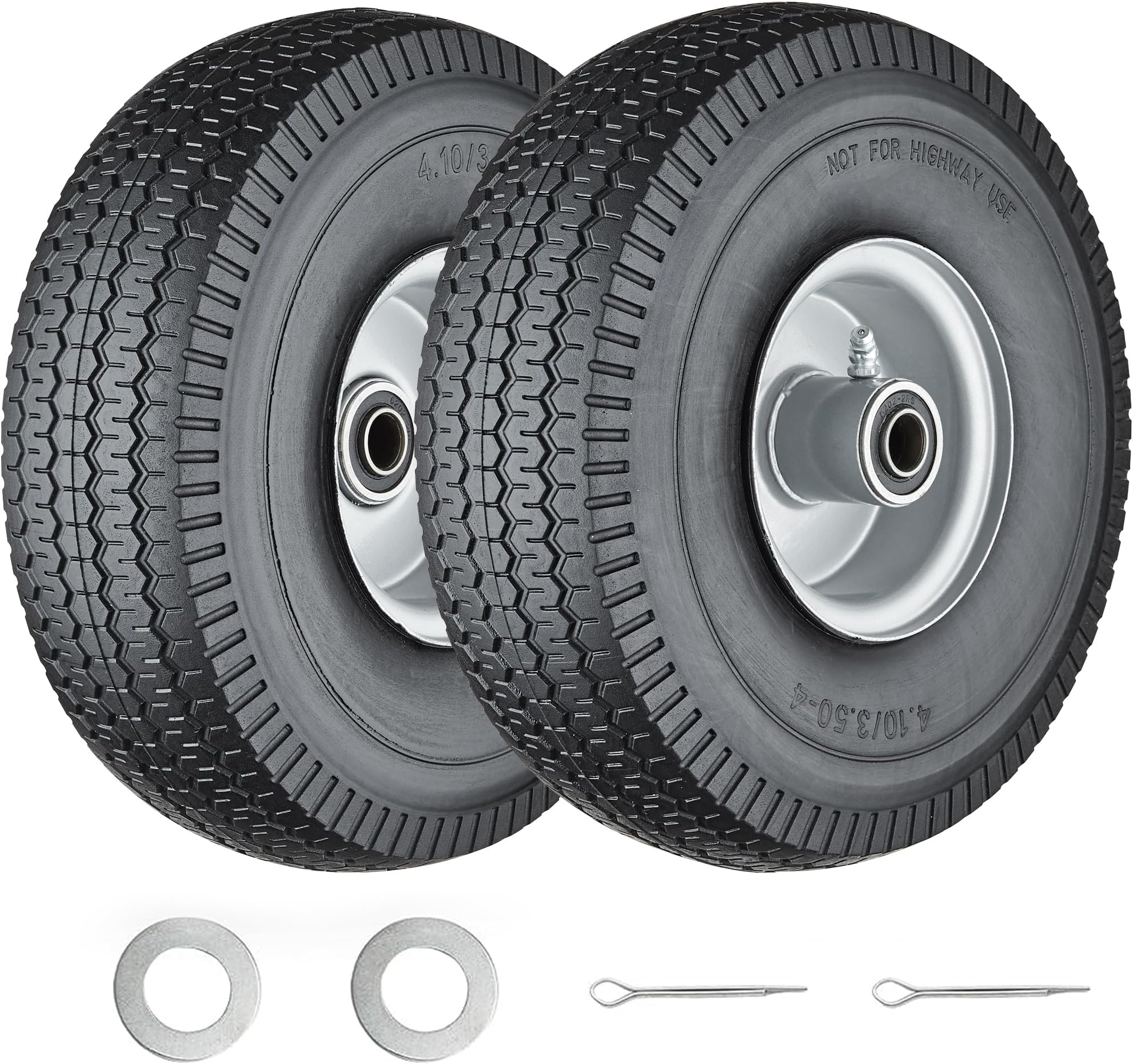 Amazon.com: 5” x 1.5” Run-Flat Solid Rubber Tire Replacement Wheels ...