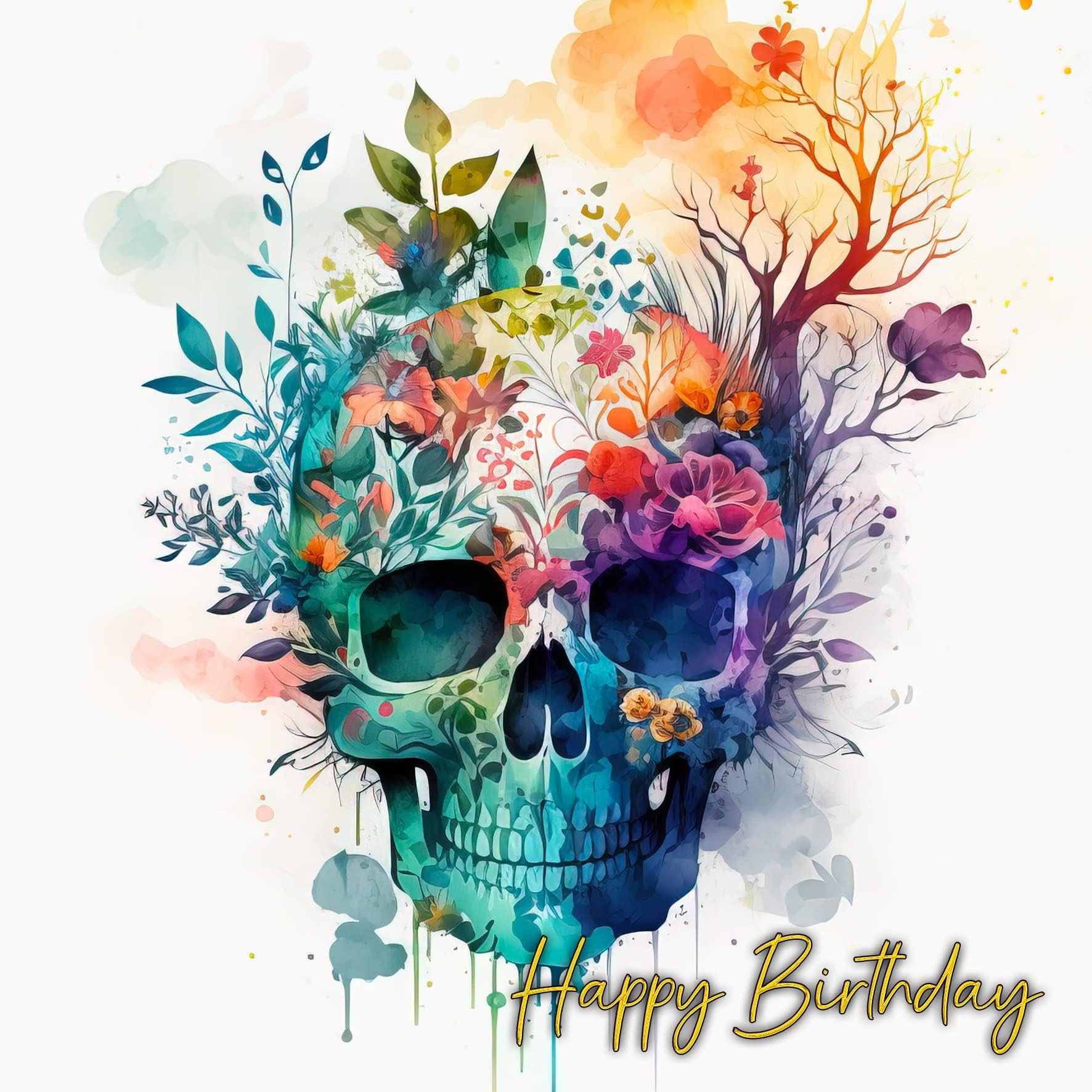 Gothic Skull Fantasy Watercolour Art Birthday Greeting Card Design 408 ...