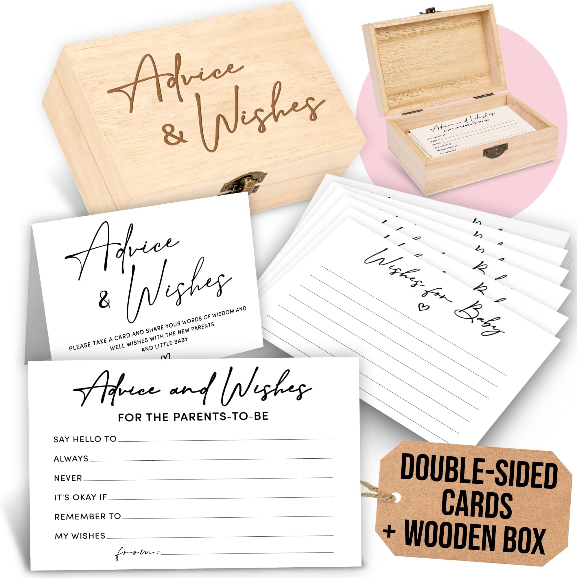 Amazon.com: WOODAMORE Baby Shower Advice Cards For Parents To Be ...