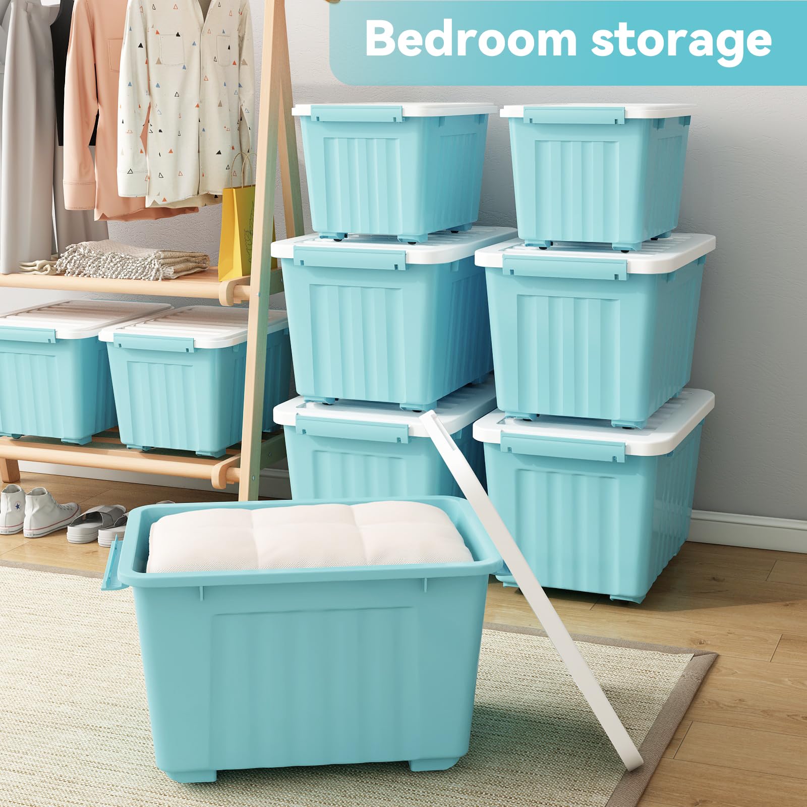 Snapklik.com : Nazhura 72 Quart Plastic Storage Bin, Stackable And ...