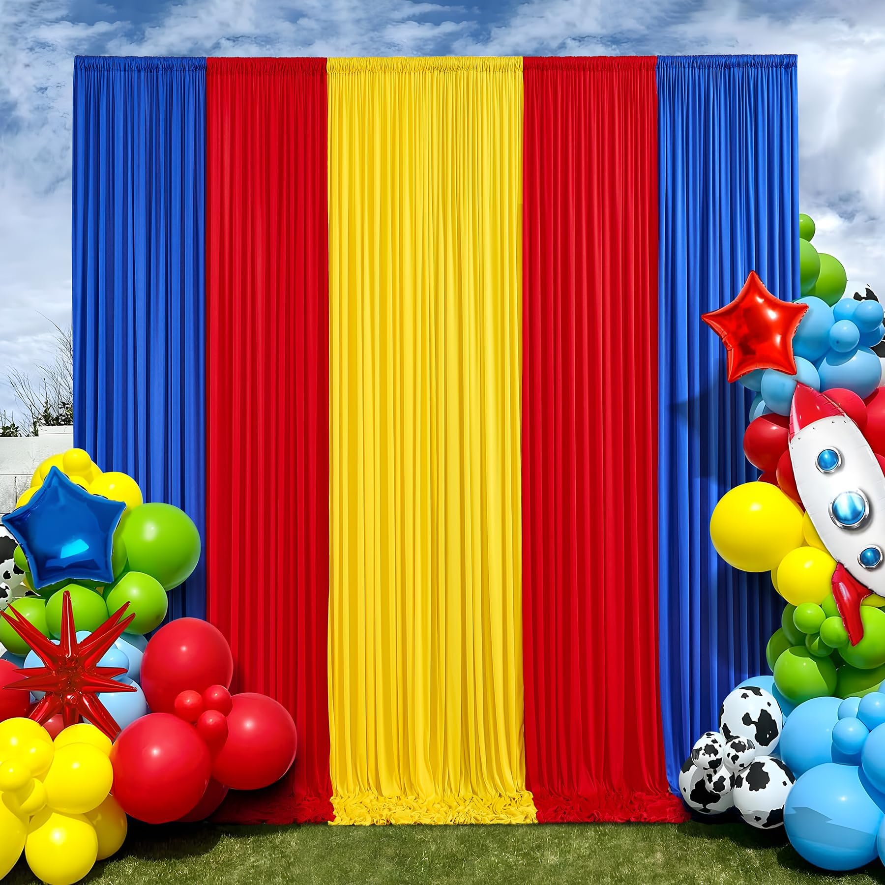 Amazon.com : Royal Blue, Red & Yellow Backdrop Drapes - 10ft x 15ft ...
