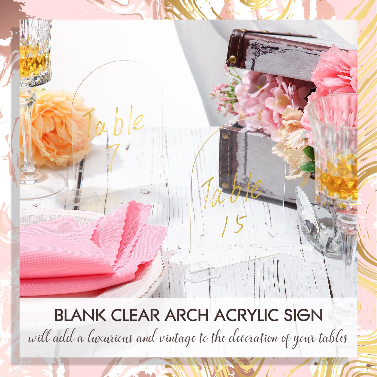 Snapklik.com : 30 Sets Arch Acrylic Sign Gold Printed 1-30 Table Signs