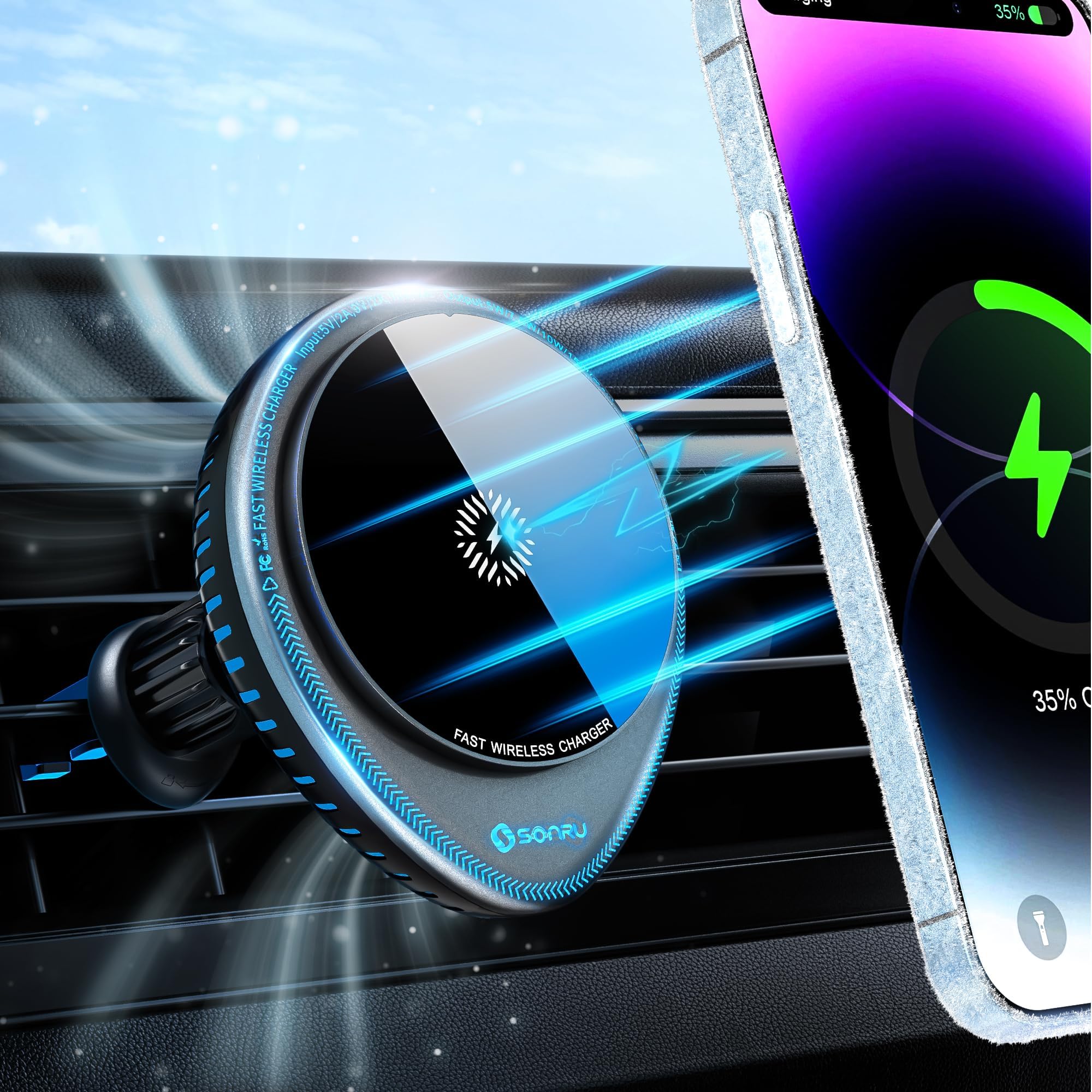 Amazon.com: For MagSafe Car Mount Charger,15W Magnetic iPhone Holder ...