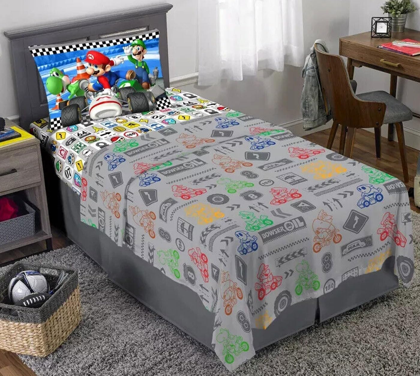Amazon.com: Super Mario Winners Circle 4-Piece Full Sheet Set : Home ...