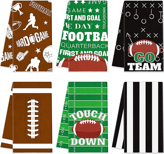 Amazon.com: 6 Pieces Football Kitchen Decorative Towels Football Hand ...