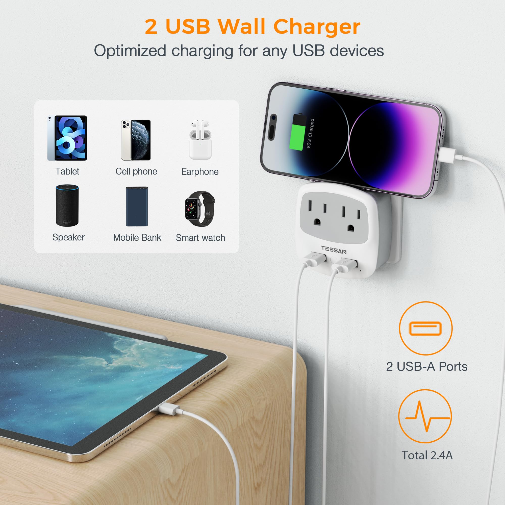 Snapklik.com : TESSAN US To India Plug Adapter, Type D Travel Adaptor