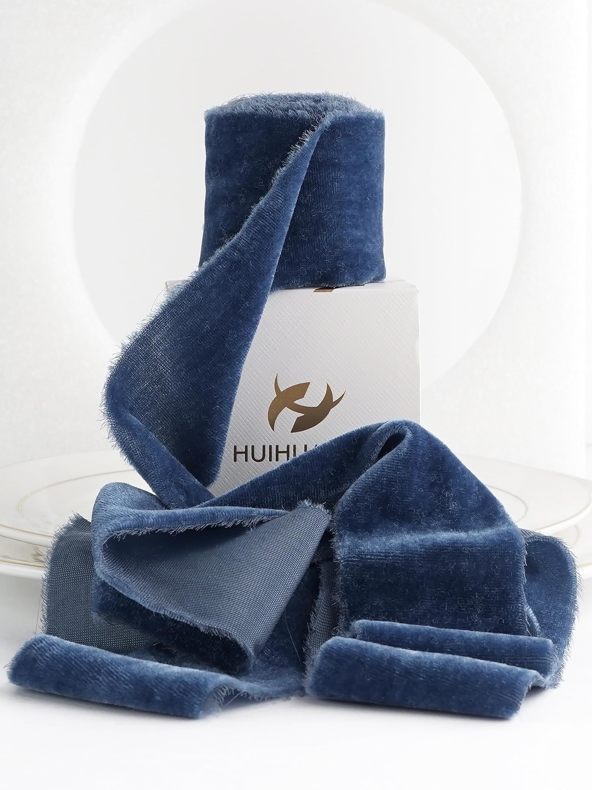 Amazon.com: MEEDEE Dusty Blue 3 Inch Fringe Raw Edge Silk Ribbon for ...