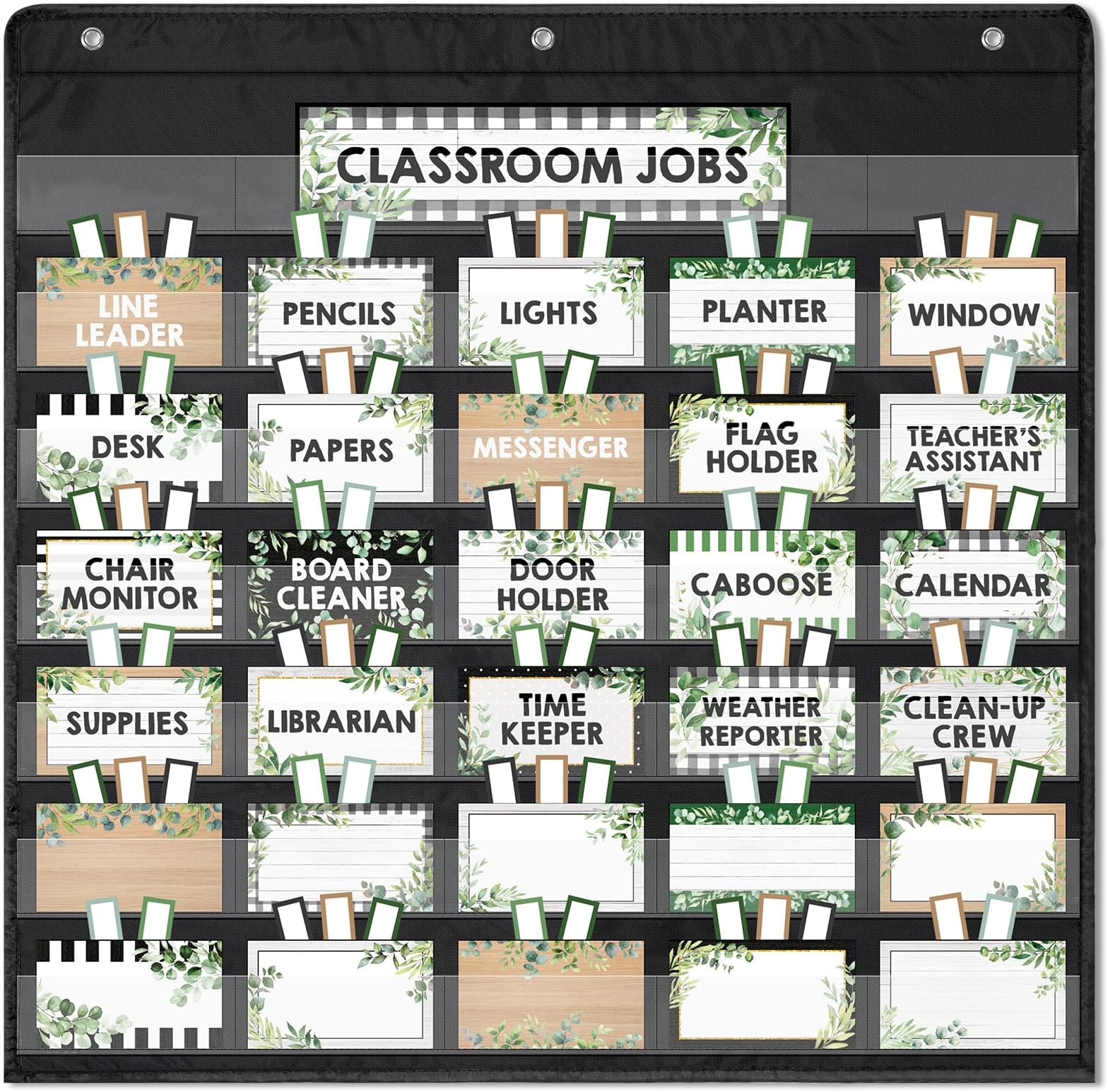 Amazon.com: 96 Pieces Farmhouse Classroom Jobs Pocket Chart Set Class ...