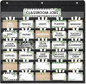 Amazon.com: 96 Pieces Farmhouse Classroom Jobs Pocket Chart Set Class ...