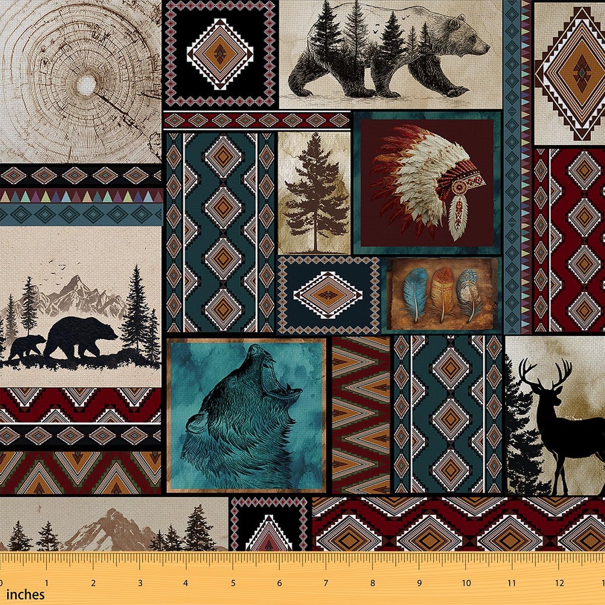 Amazon.com: Rustic Cabin Fabric Western Boho Upholstery Fabric for ...