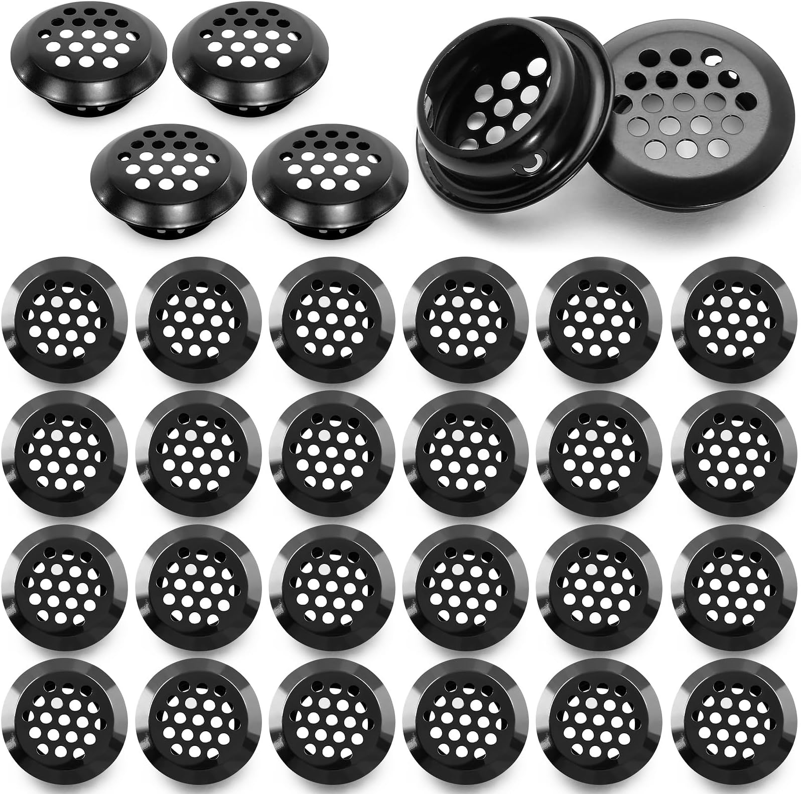 30PCS 25mm/1" Air Vents, Black Round Soffit Vents, Stainless Steel ...