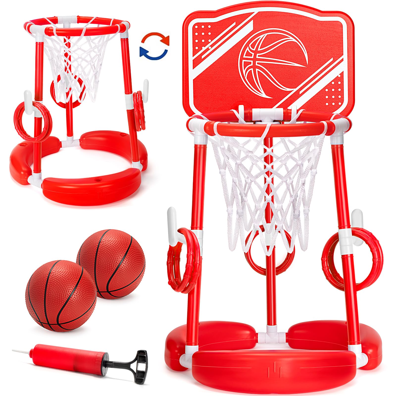 Snapklik.com : Pool Basketball Hoop, 2-in-1 Poolside Floating Pool ...