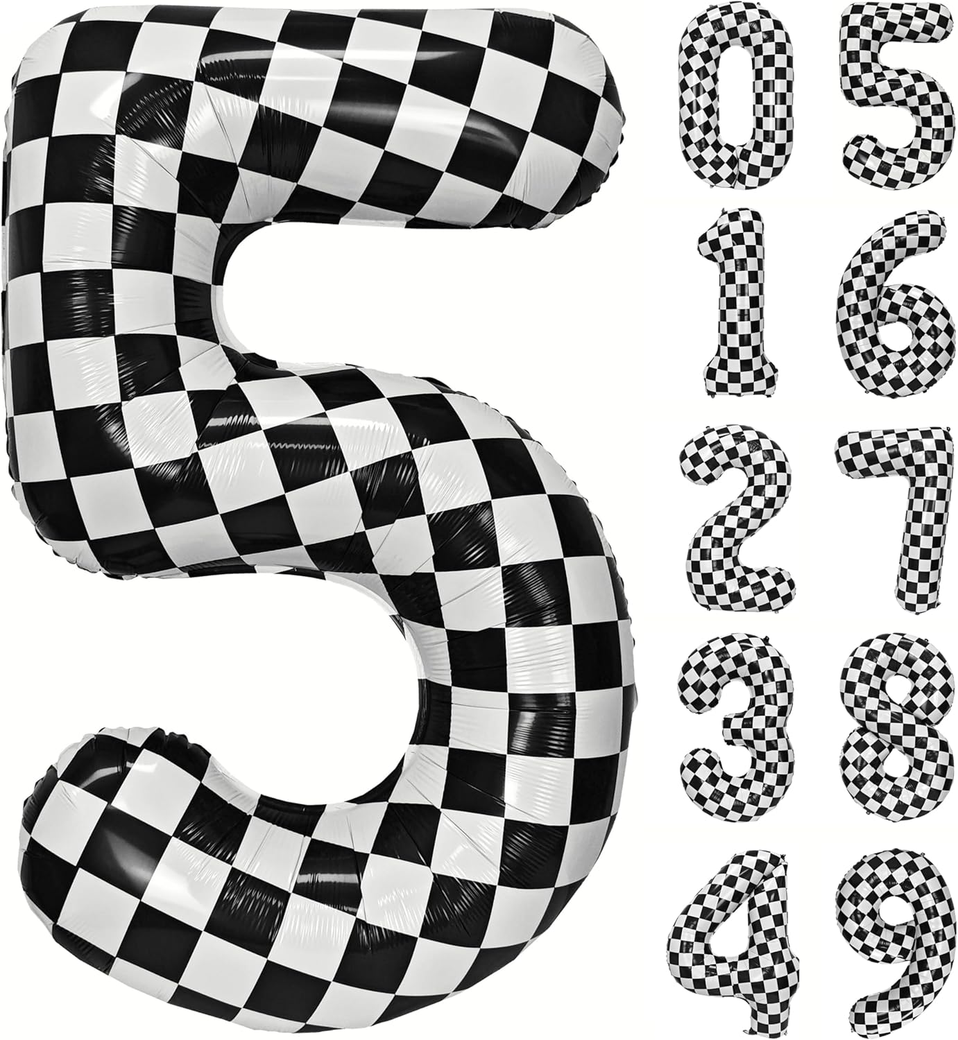Amazon.com: 40 Inch Checkered Number 5 Balloon Black and White ...
