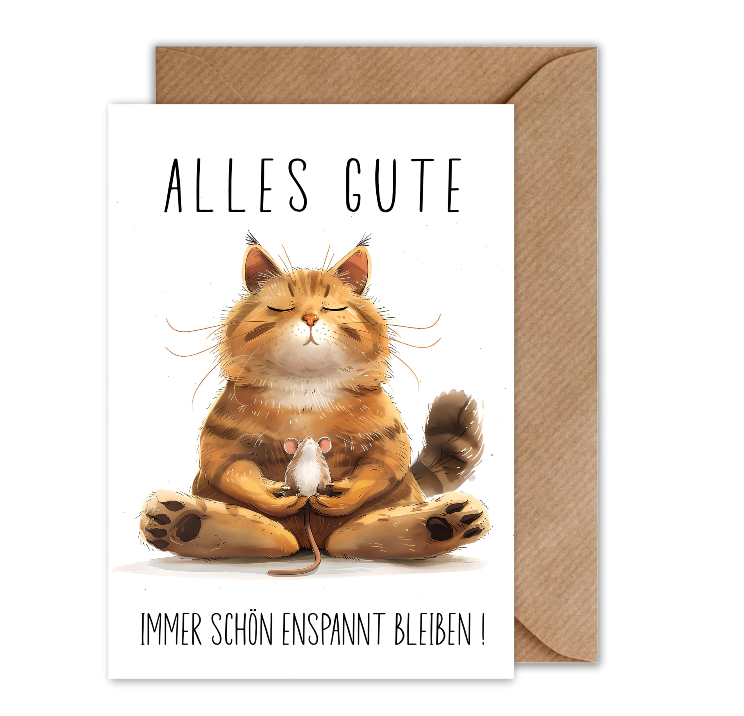 WBdesignz Geburtstagskarte mit Umschlag - Yoga Geburtstag Katze und ...