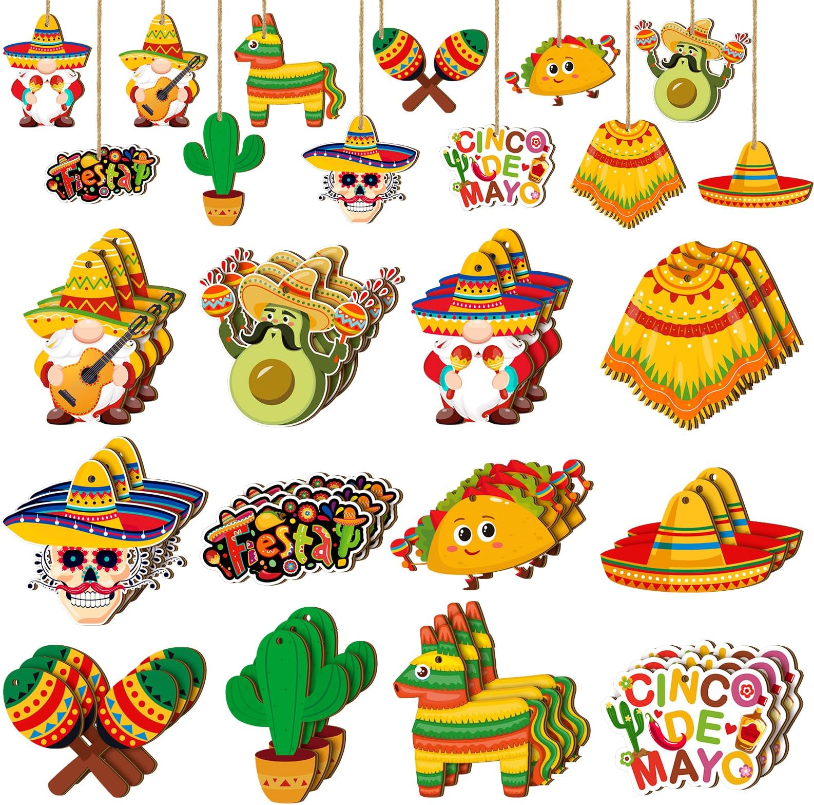 Amazon.com: Konsait 30 Count Fiesta Hanging Swirl Decorations Mexican ...