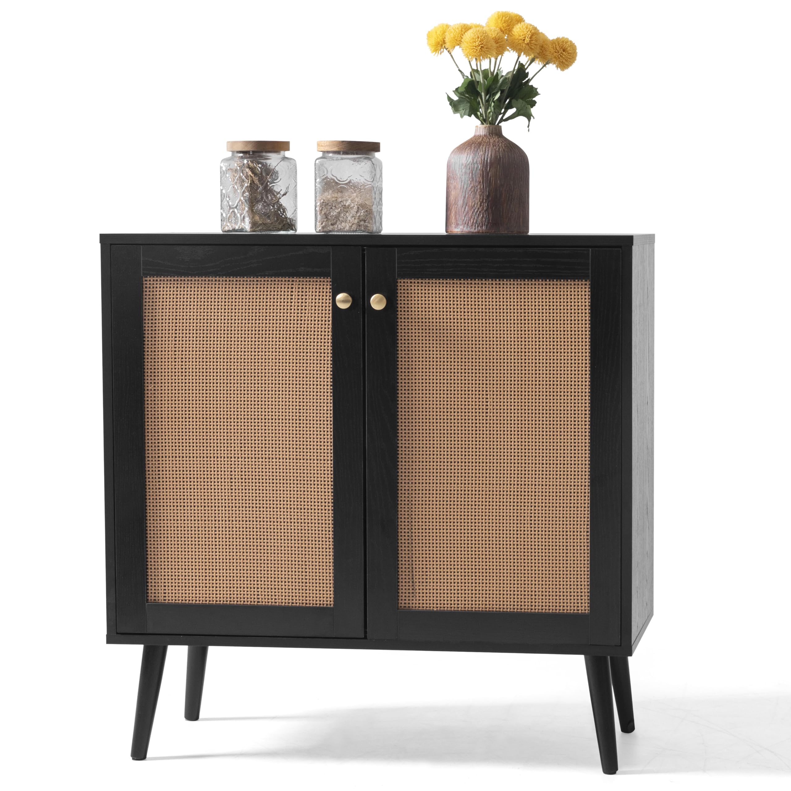 Amazon.com - NUU GARDEN Buffet Cabinet with Storage, Storage Cabinet with Rattan Decor Doors ...