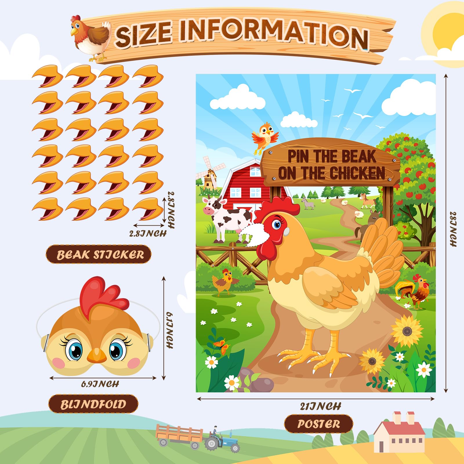 Snapklik.com : Faccito Farm Animal Games Pin The Beak On The Chicken ...