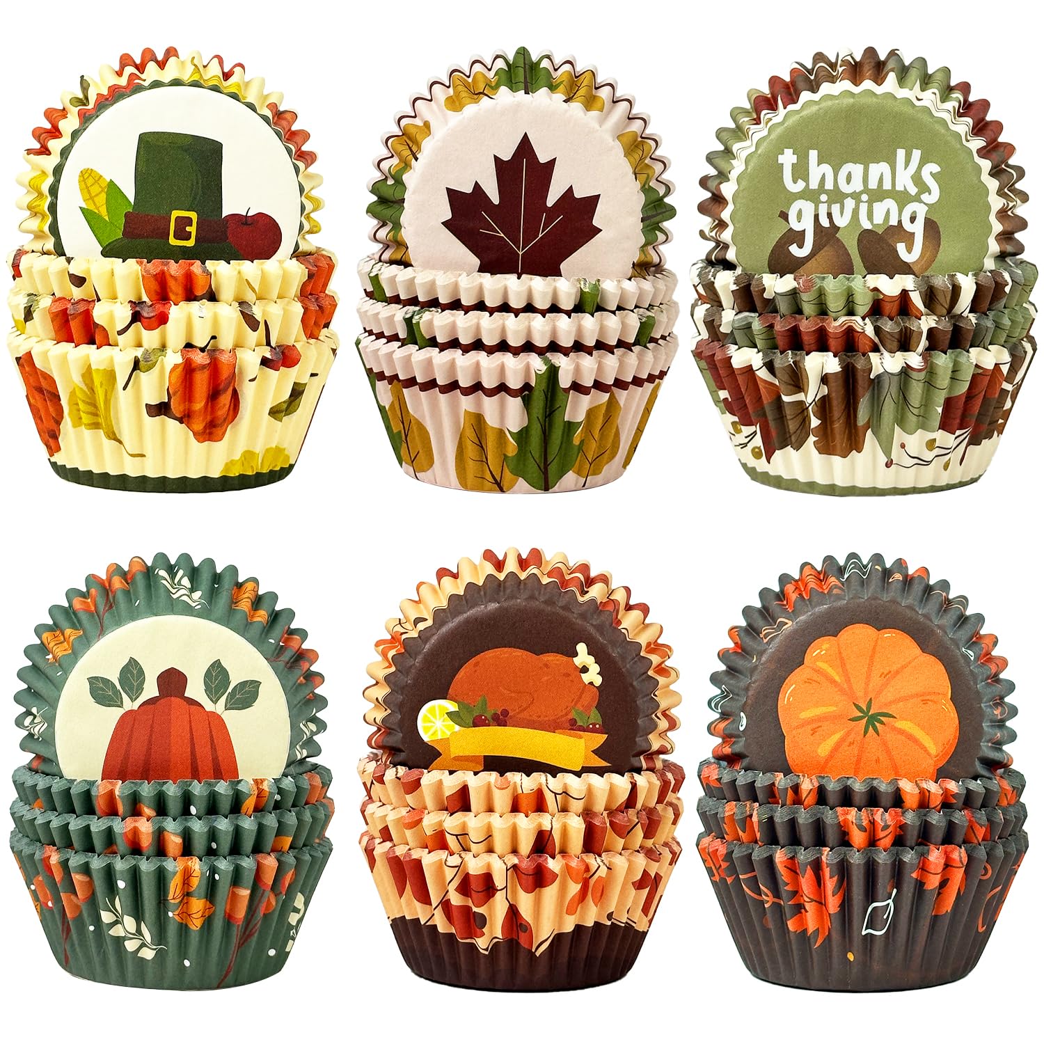 Amazon.com: qiqee Thanksgiving Day Standard Cupcake Liners Cupcake Cups ...