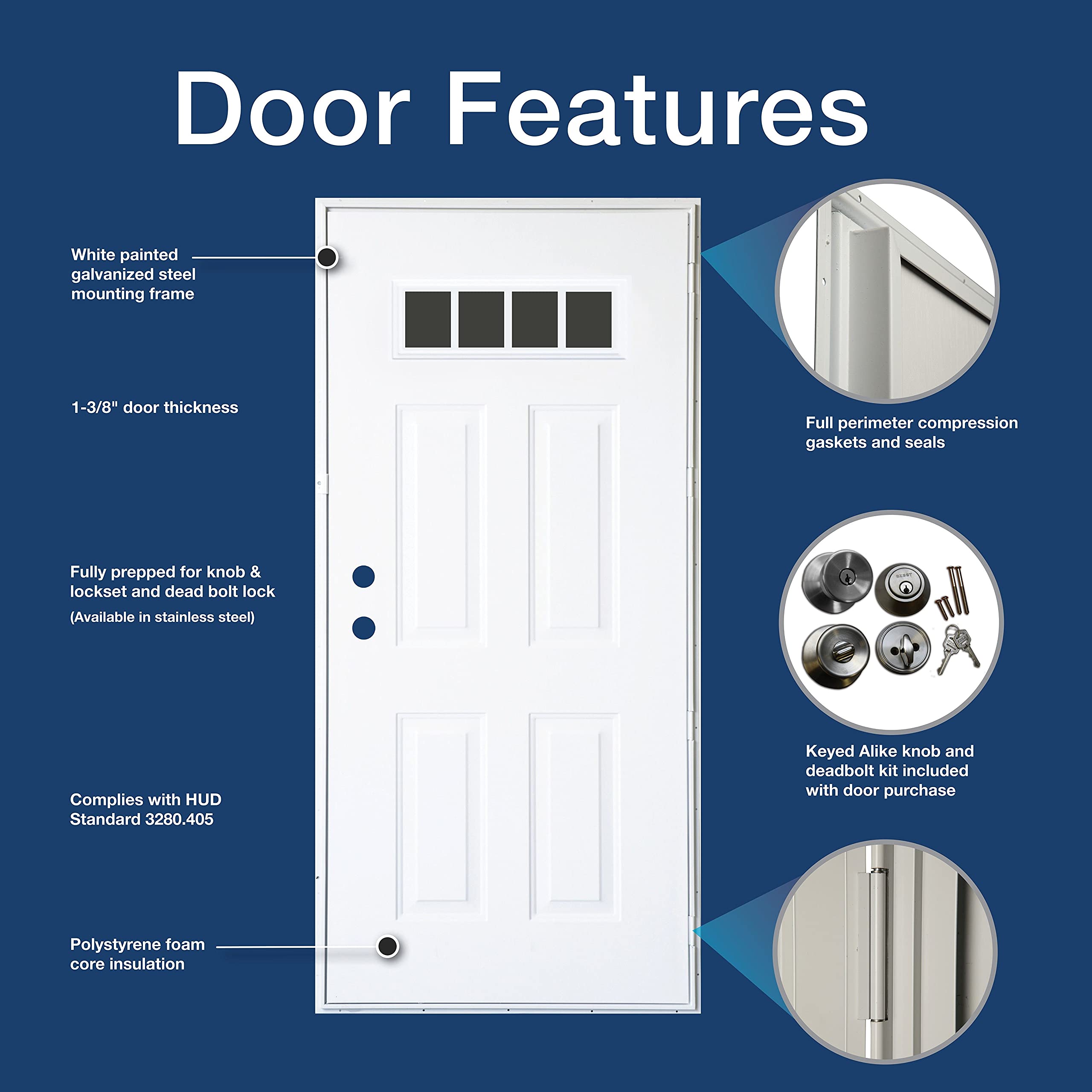 Lippert 5500 Series Outswing Steel Residential Entry Door for Homes ...