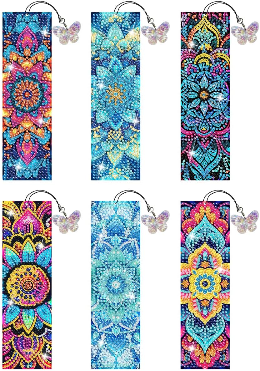 Amazon.com: Puraikcmi 6 PCS 5D DIY Diamond Art Bookmarks,Mandala ...