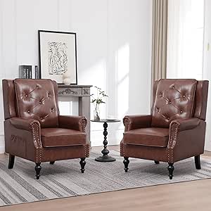 Amazon.com: Accent Chair Set of 2 for Living Room,Upholstered Leather ...