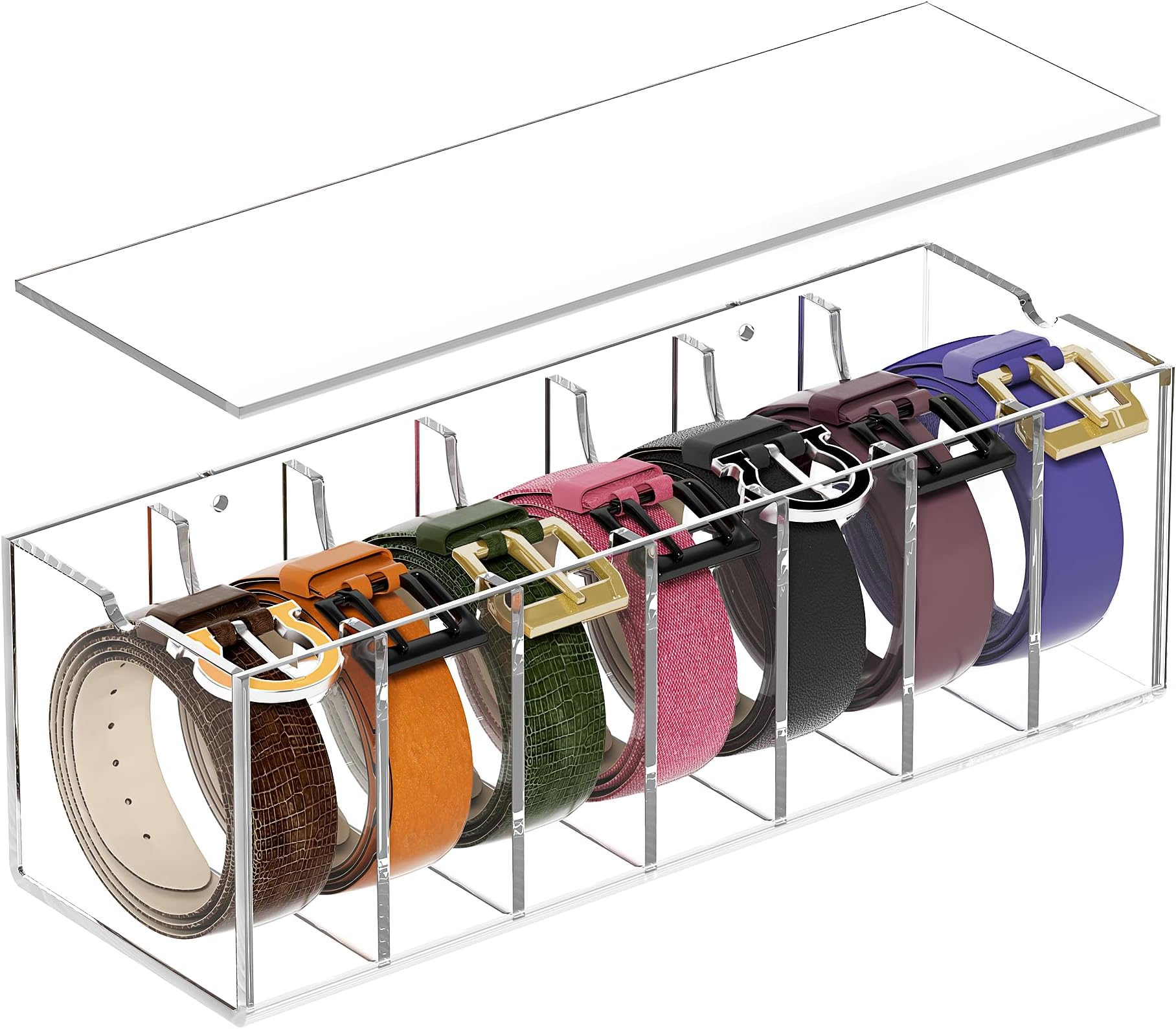 Amazon.com: Simple Boxes Acrylic Belt Organizer - 5 Compartment Clear ...