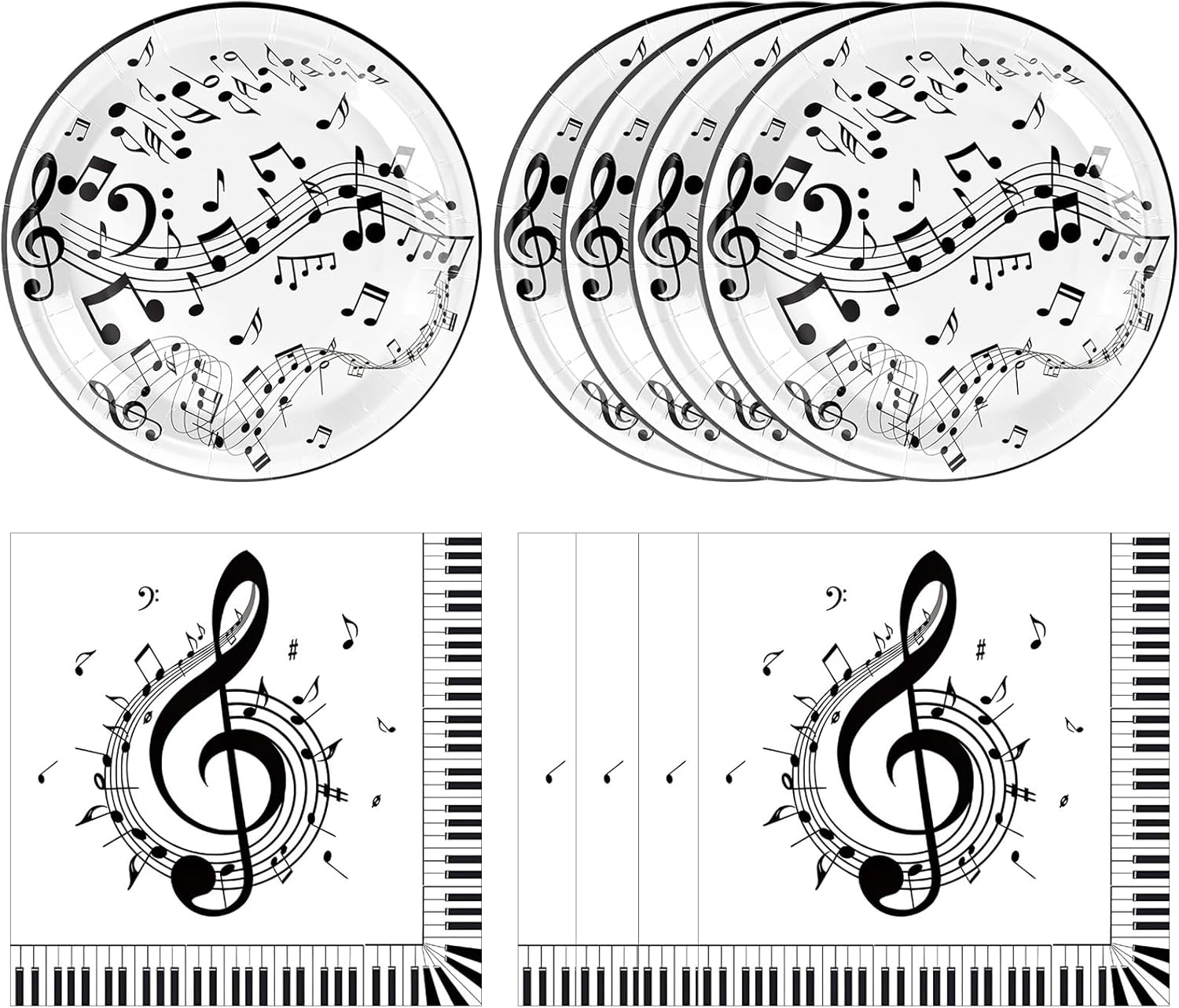 Amazon.com: 40PCS Music Theme Party Decorations Musical Note Plates ...