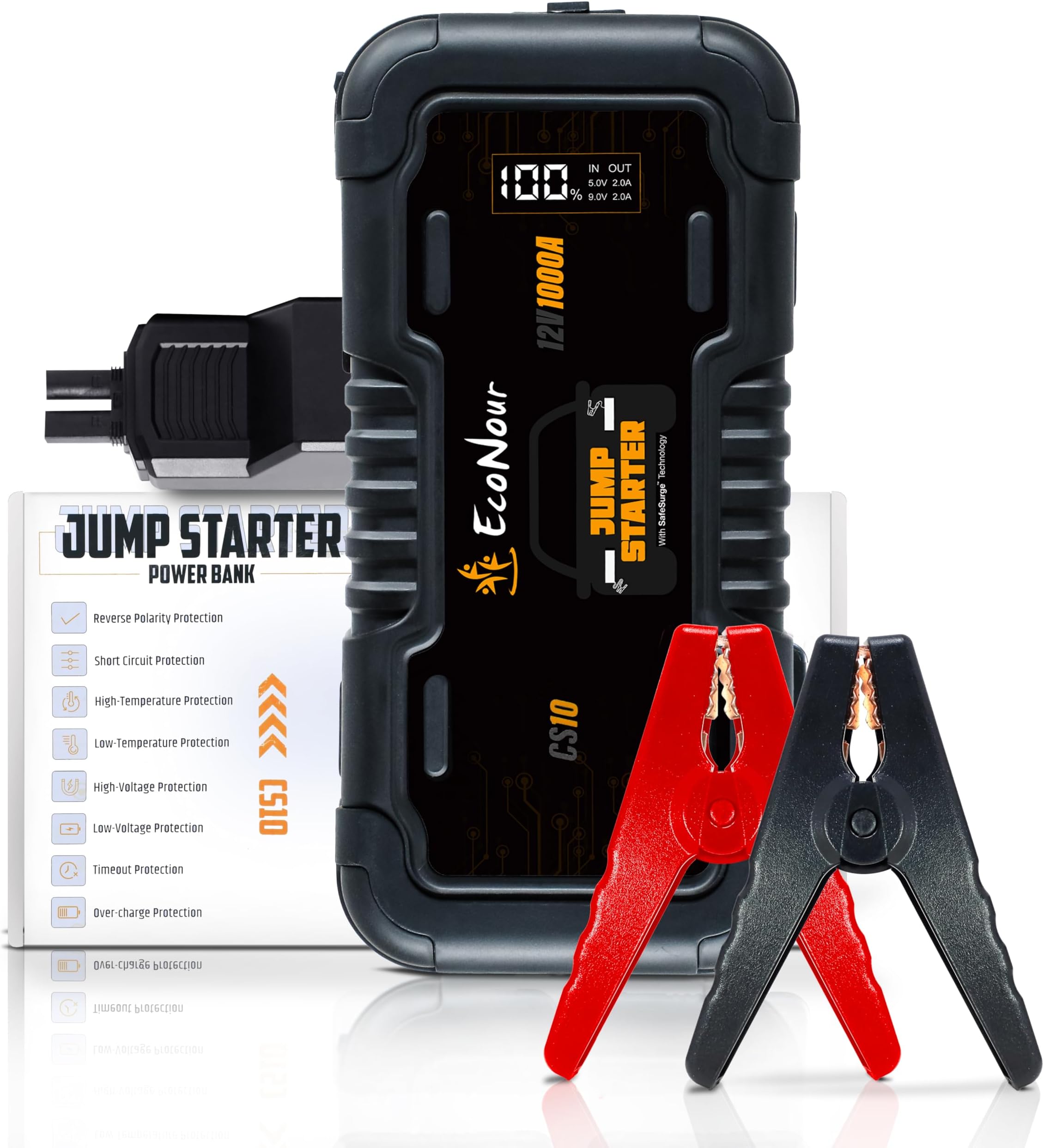 Amazon.com: EcoNour CS10 Jump Starter – 1000A Car Battery Jumper ...