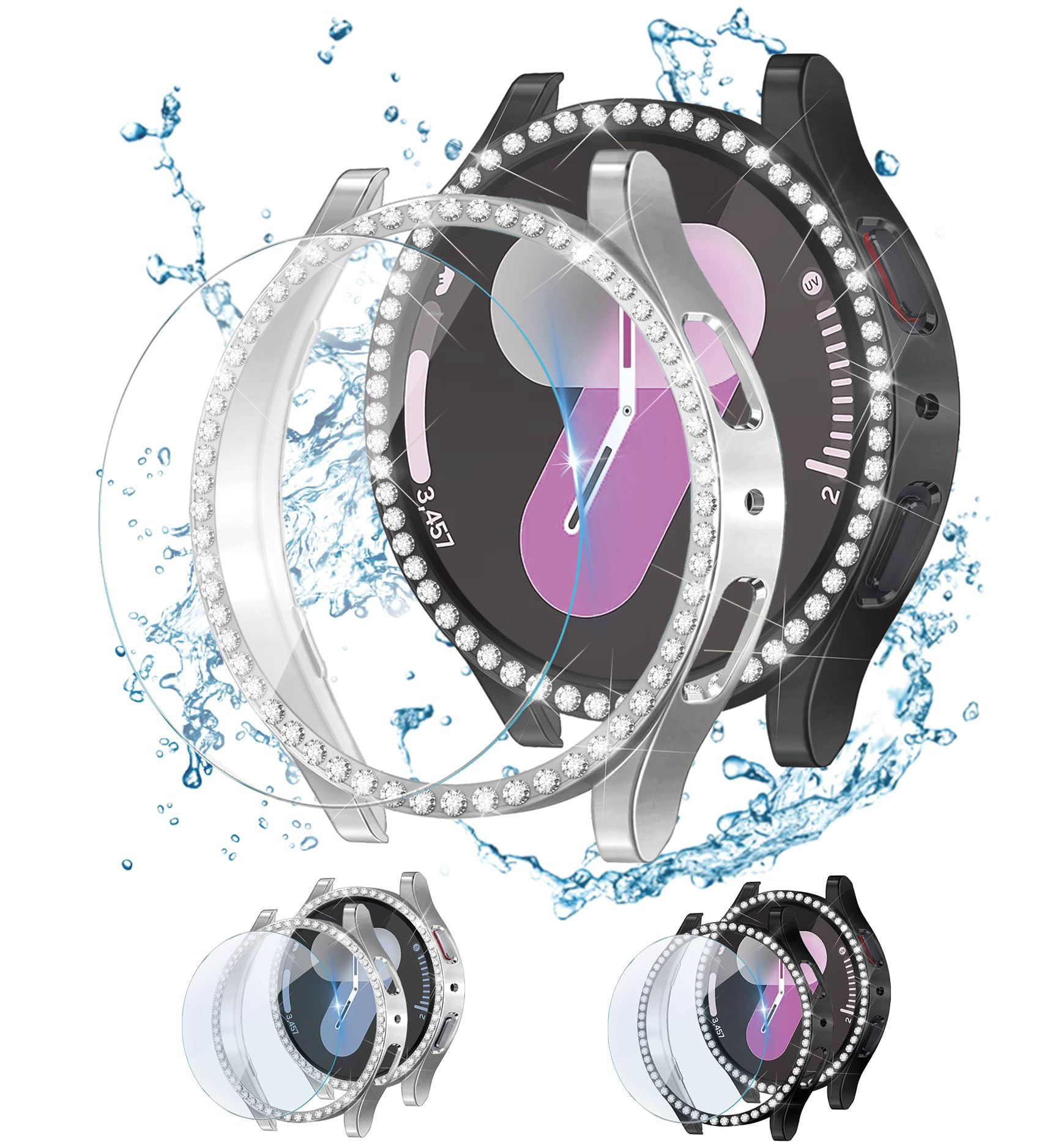 Amazon.com: ALMNVO [2+2 Pack Bling Case for Samsung Galaxy Watch 7 ...